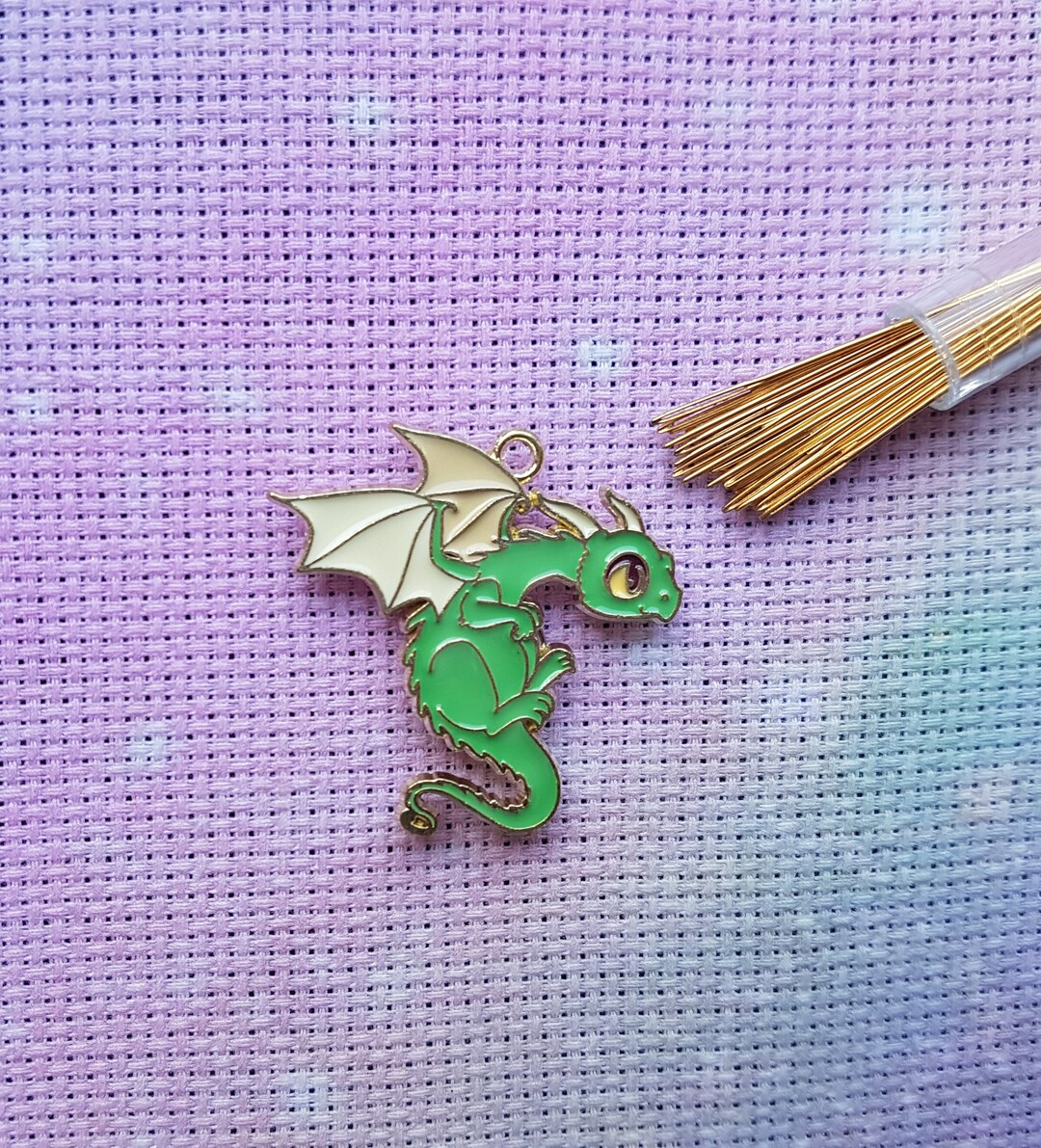 Dragon Needle Minder, Enamel Needle Minder, Cross Stitch, Embroidery ...