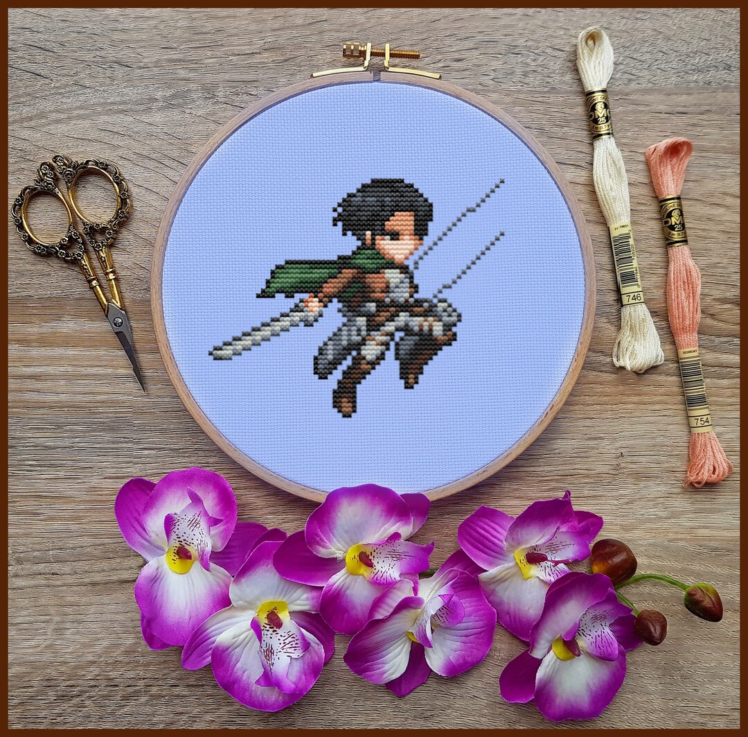 Anime Cross Stitch Pattern, Levi Cross Stitch Pattern, Manga Cross ...