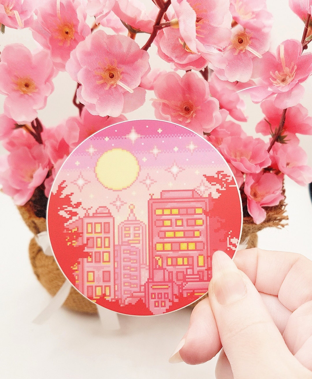 Toyko Cityscape Sticker, Japan Sticker, Kawaii Stitcker, Pixel Sticker ...