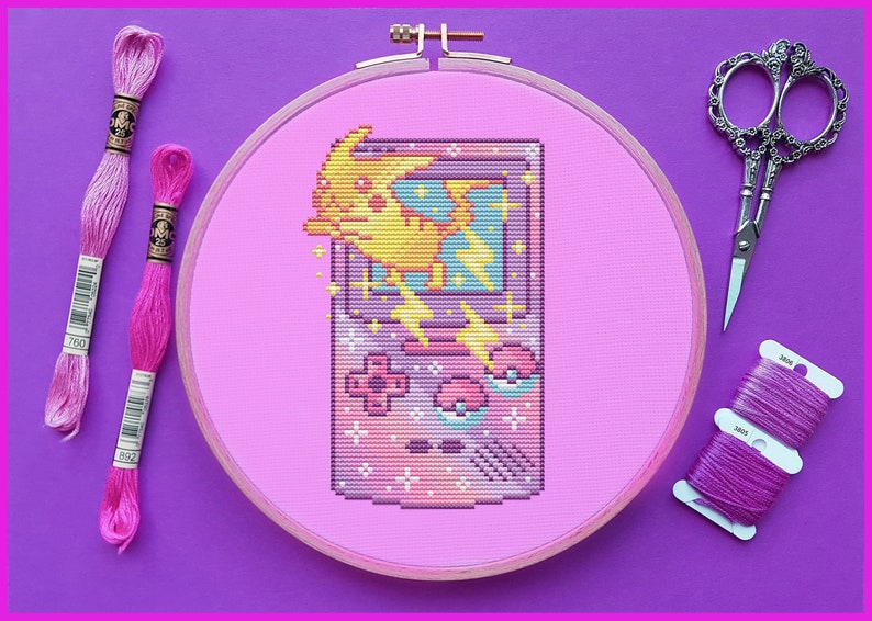 Galaxy Game Boy Cross Stitch Pattern, Console Cross Stitch, Pixel Cross ...