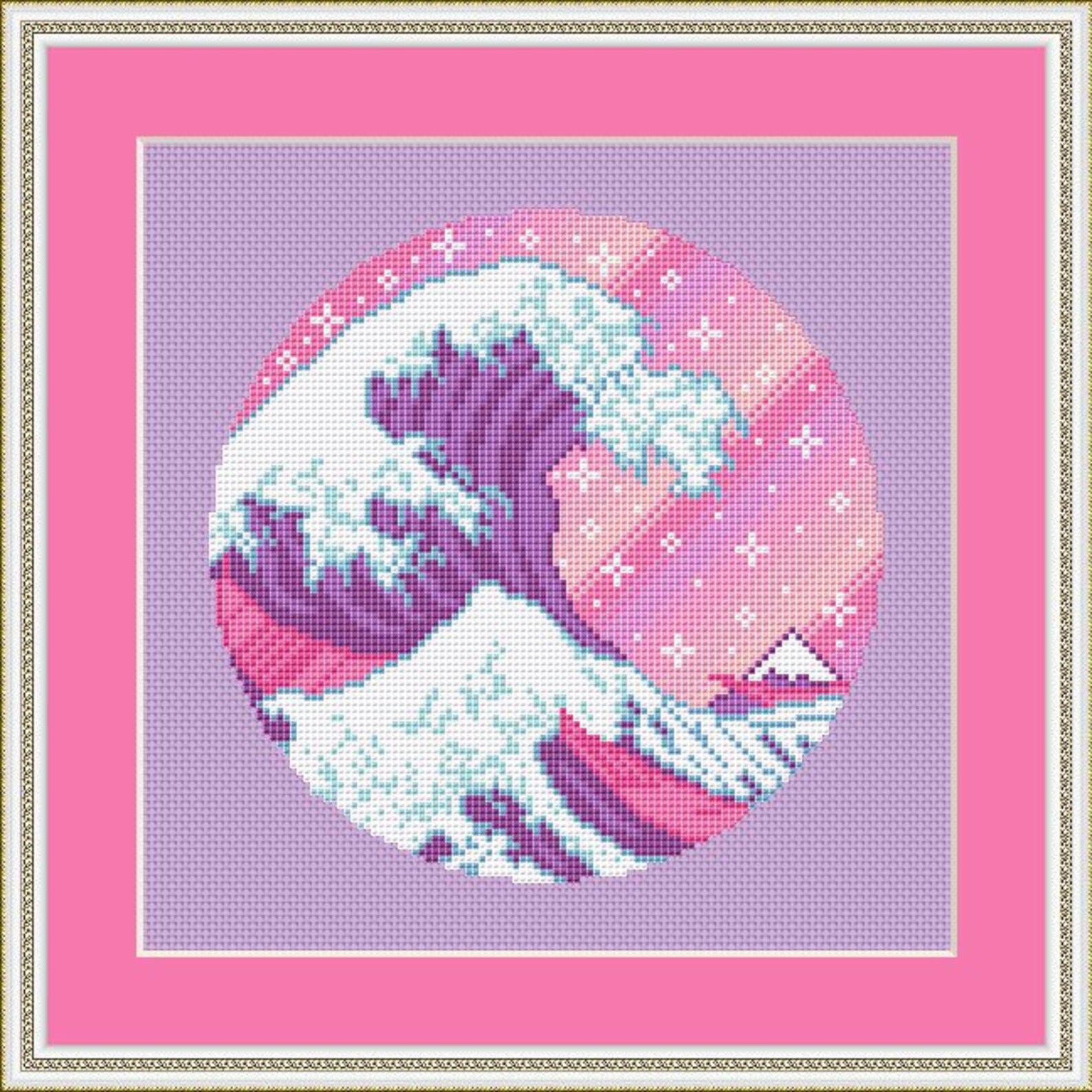 Great Wave Cross Stitch Pattern, Japan Cross Stitch, Galaxy Cross ...