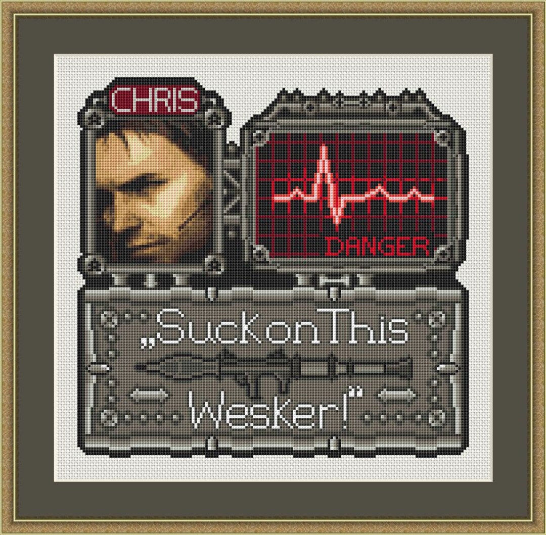 Resident Evil Cross Stitch Pattern, Chris Redfield Cross Stitch, Game ...