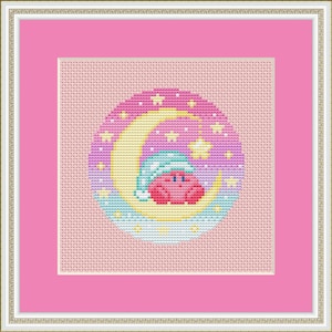 Kirby Cross Stitch Pattern, Moon Cross Stitch, Game Cross Stitch ...