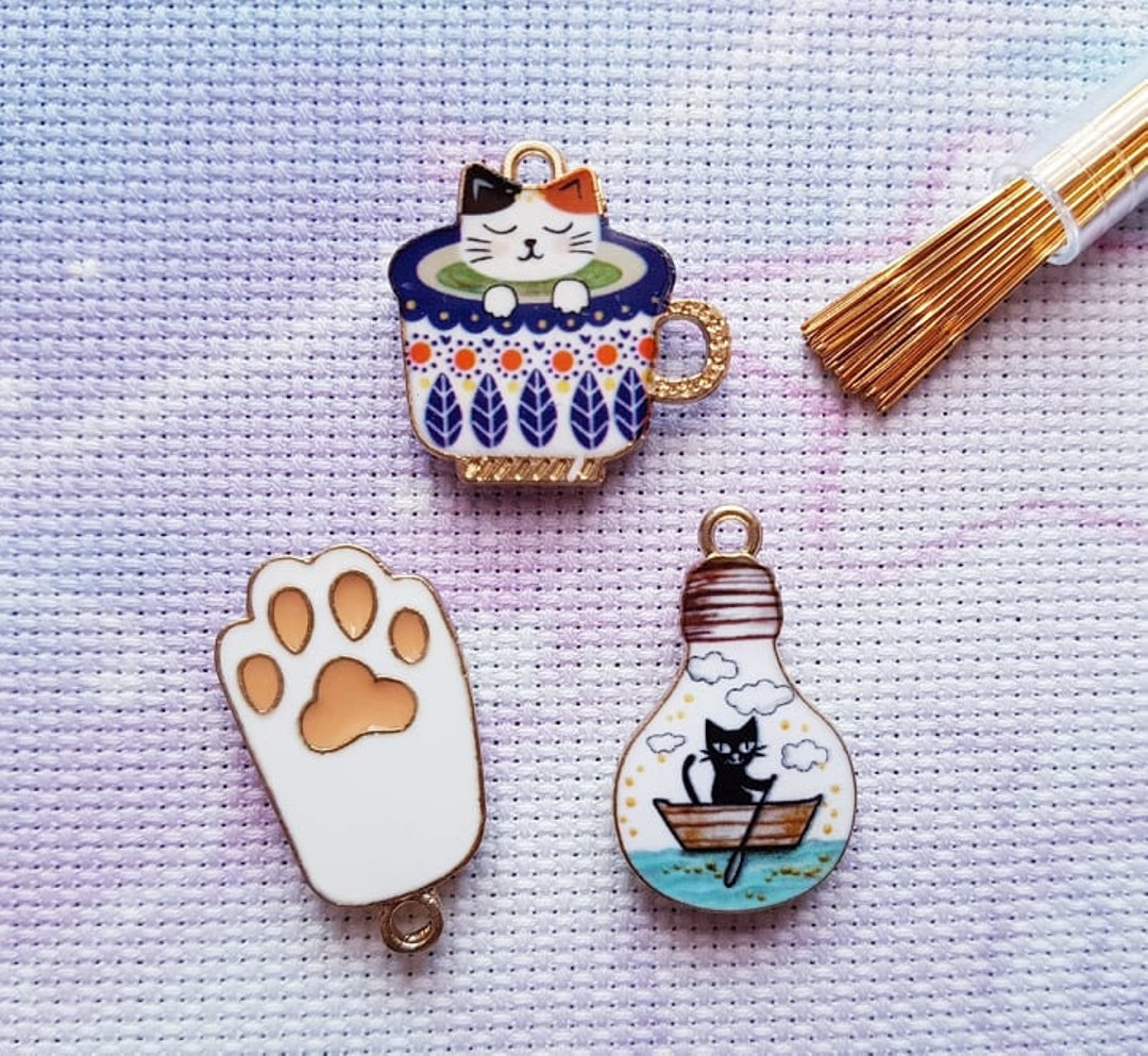 Cat Needle Minder Set Enamel Needle Minder Cute Needle - Etsy
