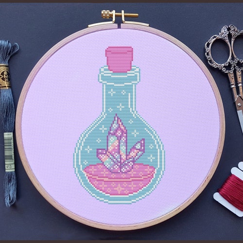 Potion Cross Stitch Pattern Crystal Cross Stitch Witch Cross - Etsy