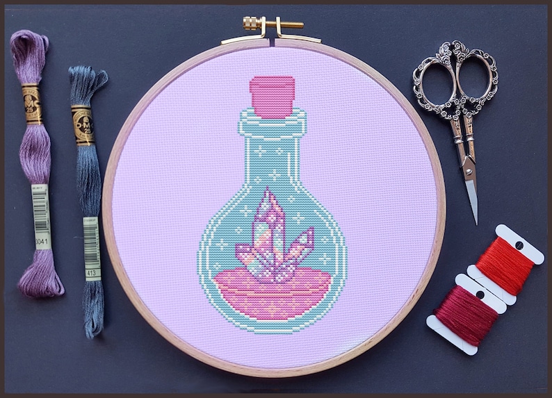Potion Cross Stitch Pattern Crystal Cross Stitch Witch Cross - Etsy