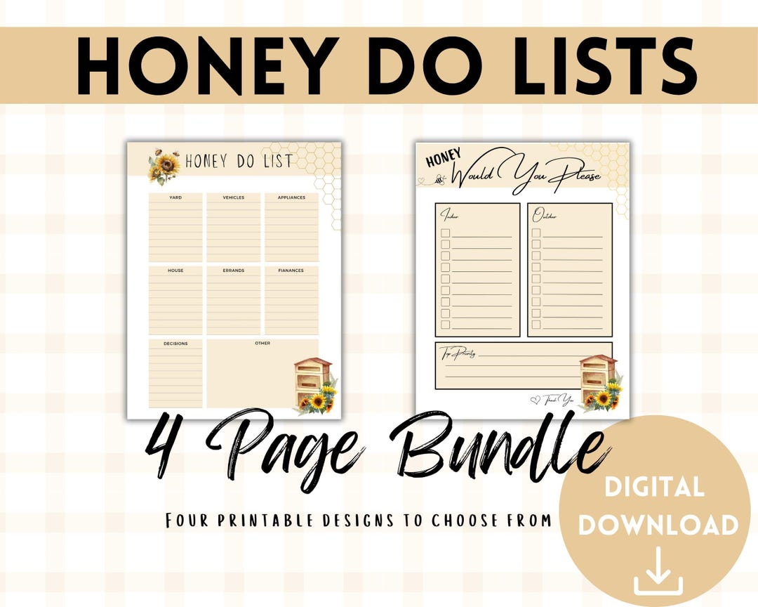 Honey Do List, Printable, Spouse Productivity, Digital Print, Husband ...
