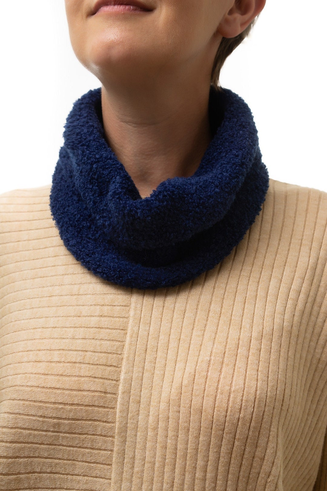 Ladies Navyknitted Close Fitting Neckwarmer Womens Navy - Etsy