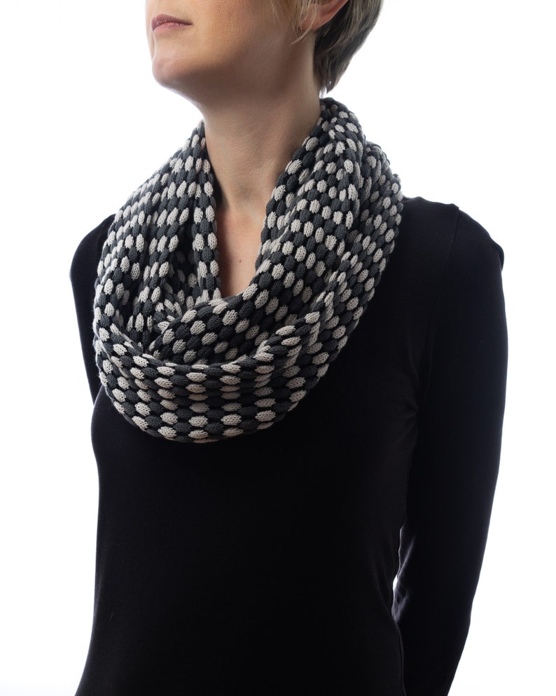 Women's Light Grey Slate Grey and Black Cotton Infinity - Etsy