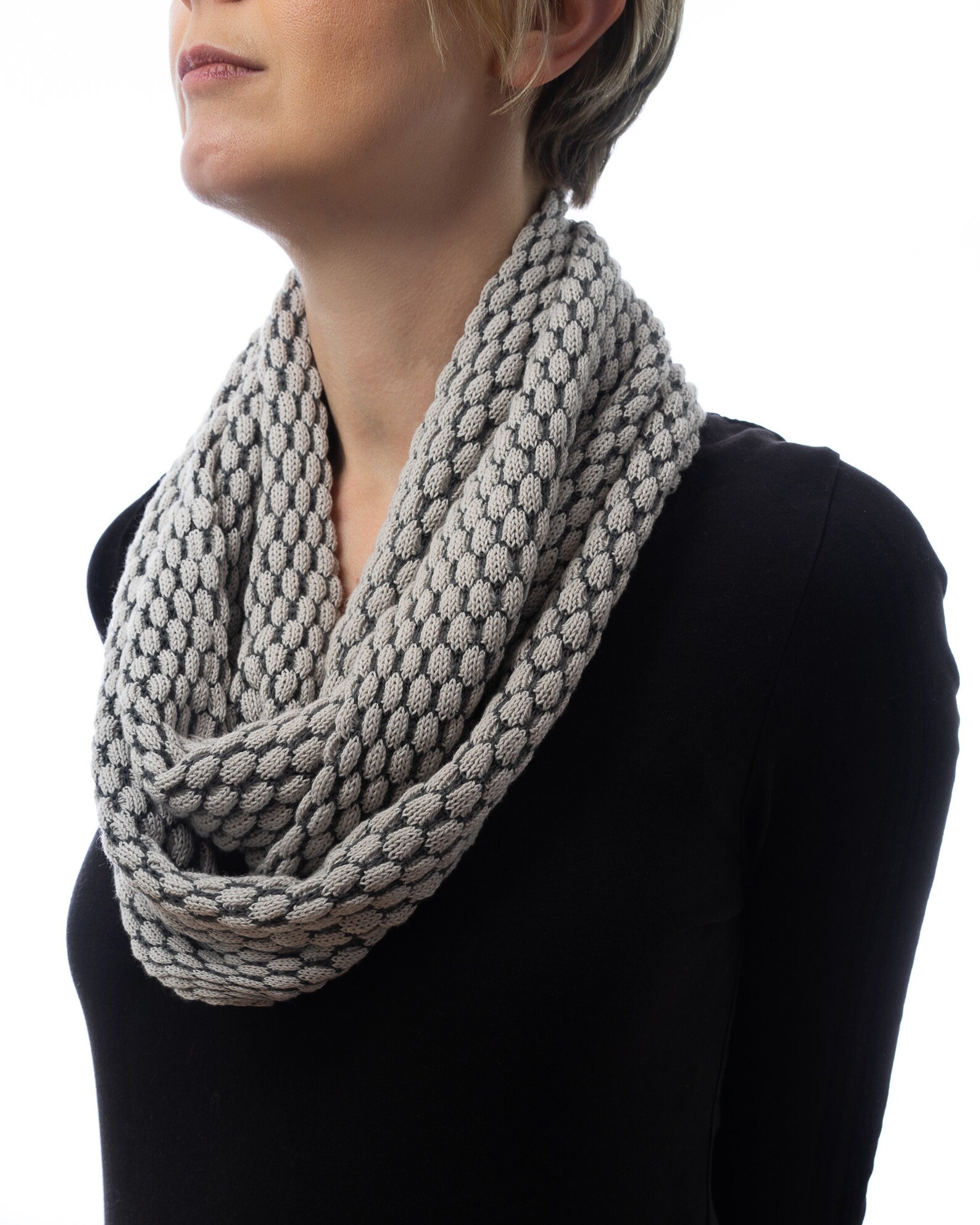 Women's Light Grey and Slate Grey Cotton Infinity Scarf - Etsy