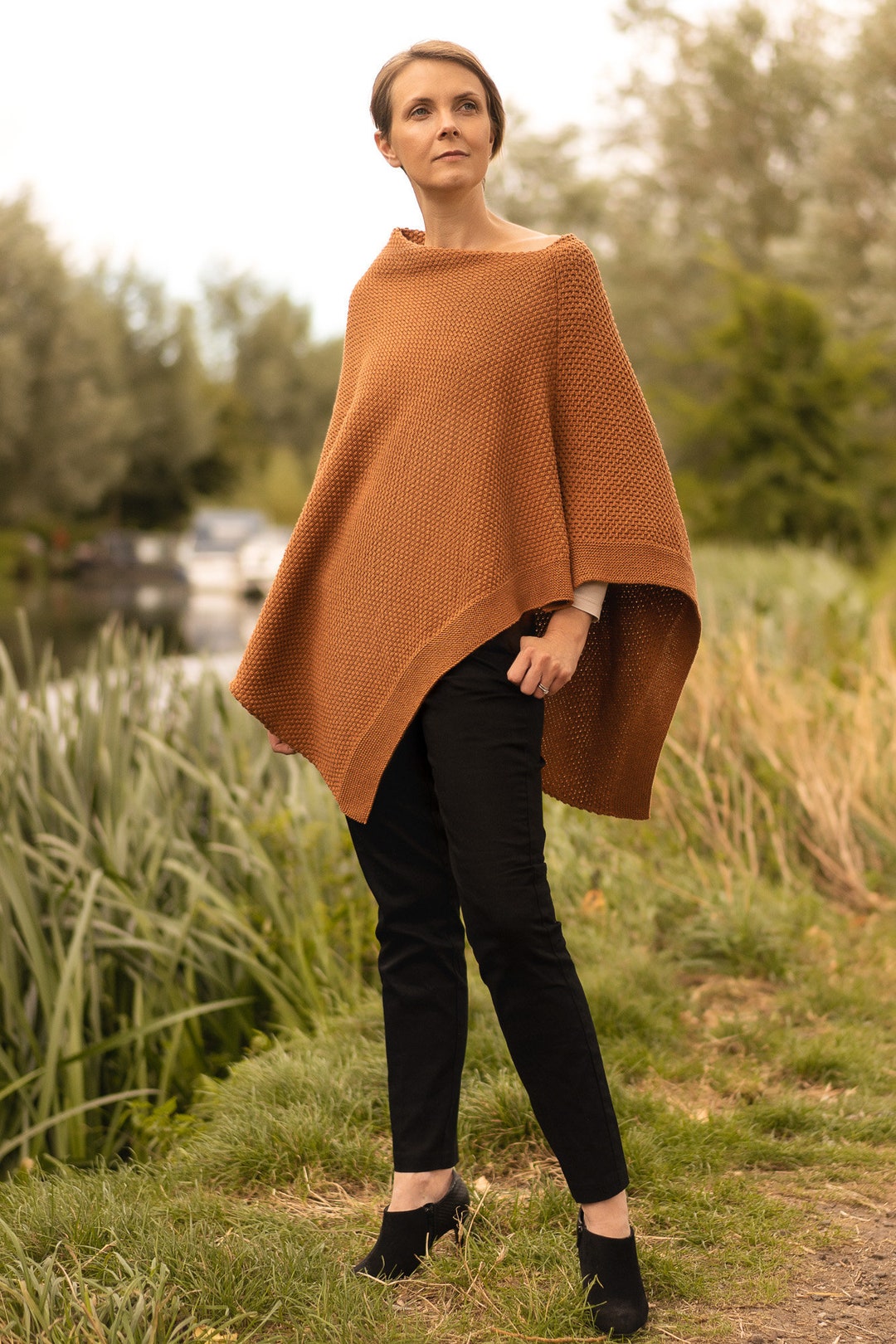 Ladies Orange Cotton Poncho, Ladies Assymmetric Poncho, Orange Poncho ...