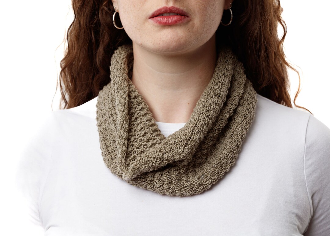 Ladies Cotton Sage Cowl, Ladies Lacey Green Snood, Gift for Mum, Ladies ...