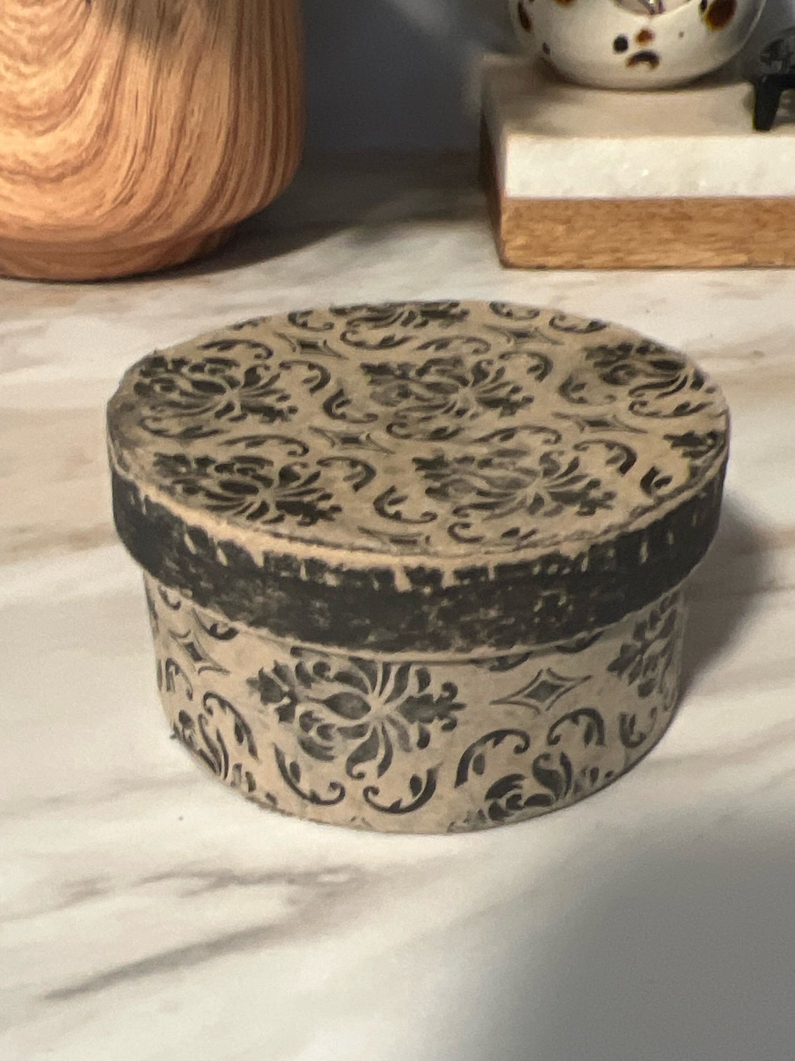 Distressed Paper Mache Boxes 2 3/4 X 1 1/2 Black Damask - Etsy