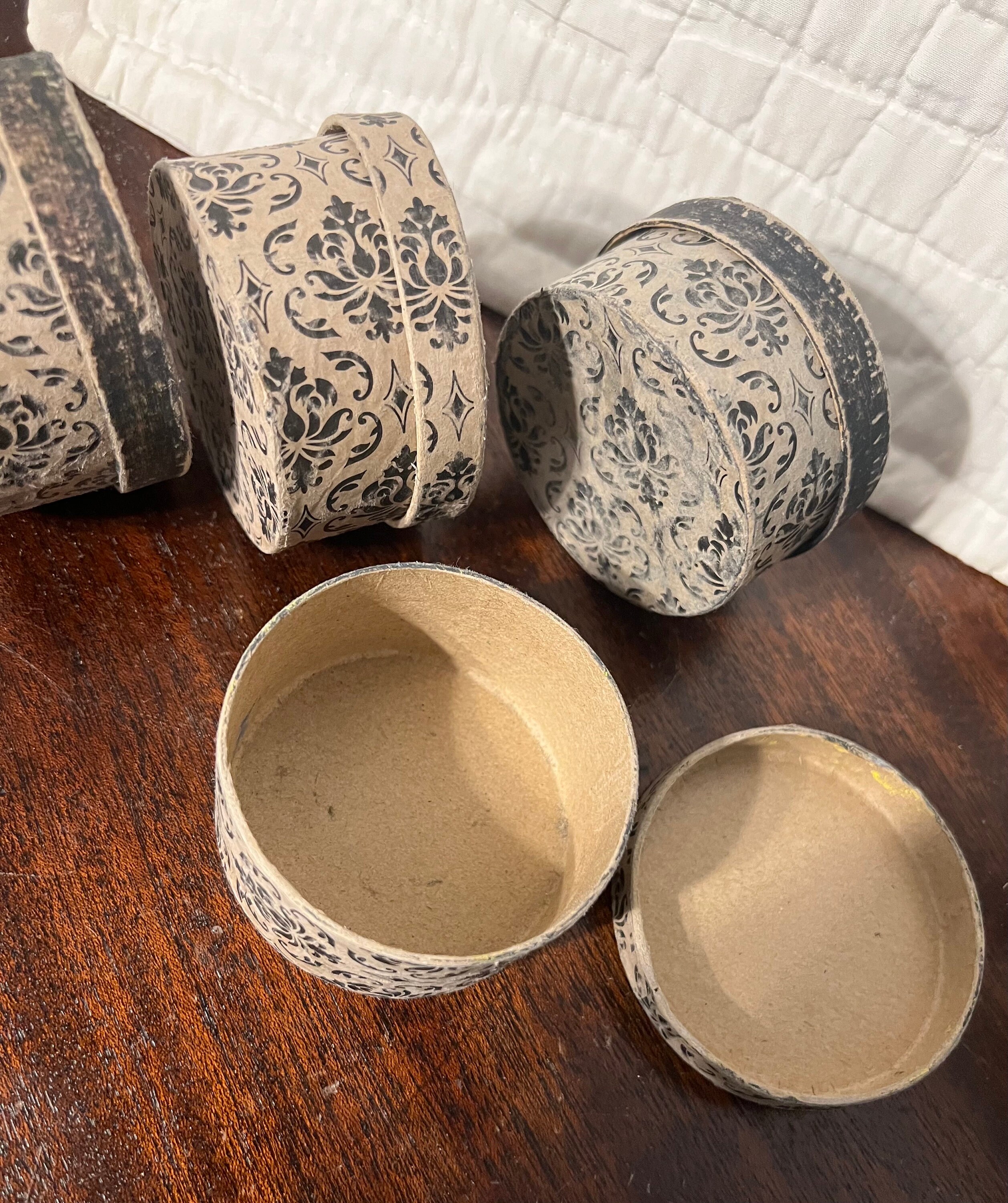 Distressed Paper Mache Boxes 2 3/4 X 1 1/2 Black Damask - Etsy