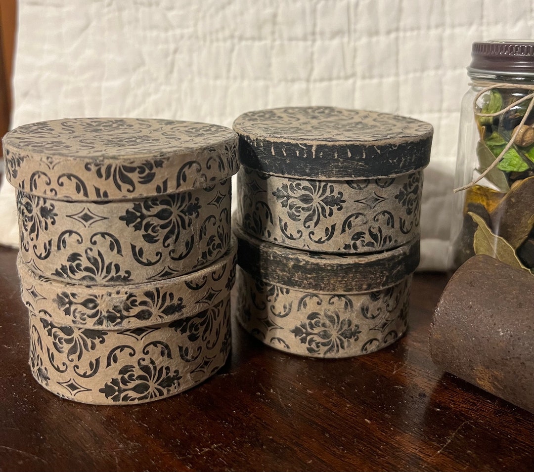 Distressed Paper Mache Boxes 2 3/4 X 1 1/2 Black Damask - Etsy