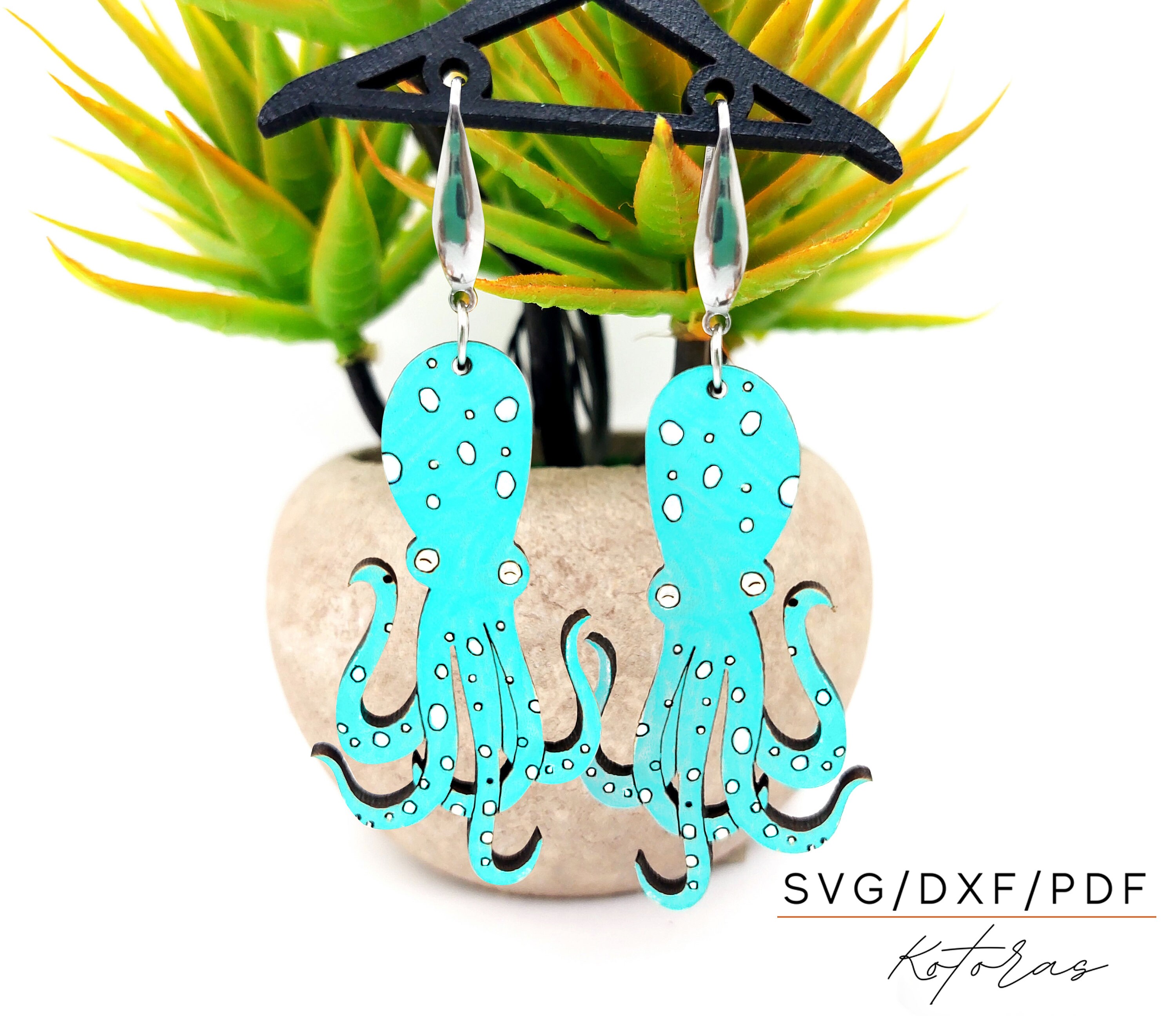 Octopus Earrings for Laser Cut and Engrave Wood Earring Svg, Laser Cut ...