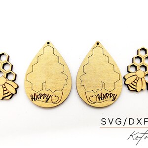Bee Earrings for Laser Cut and Engrave Wood Earring Svg, Laser Cut ...