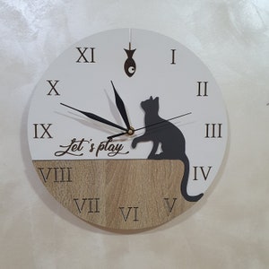 Cat Playing Wall Clock Laser Cut Dxf Glowforge Svg File Digital Vector ...