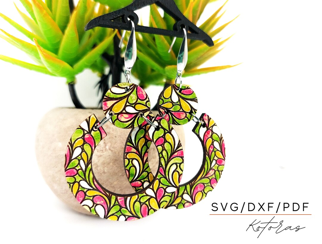 Abstract Bloom 2 Part Leaf Laser Engraved Earrings Digital Download - Etsy