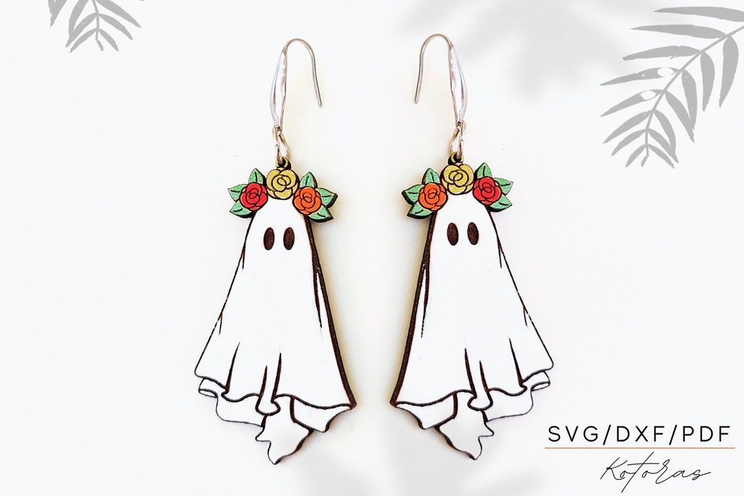 Ghost Earrings SVG Cut File, Ghost Earrings Laser File, Halloween ...
