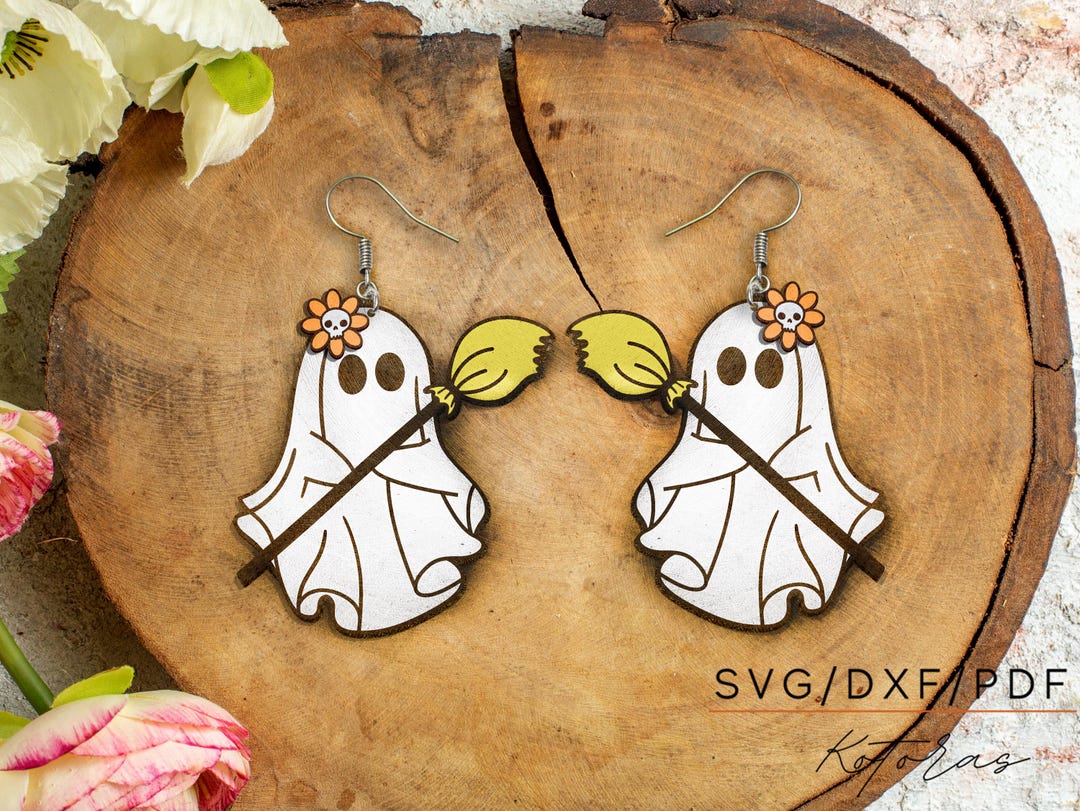 Ghost Earrings SVG Cut File, Ghost Earrings Laser File, Halloween ...