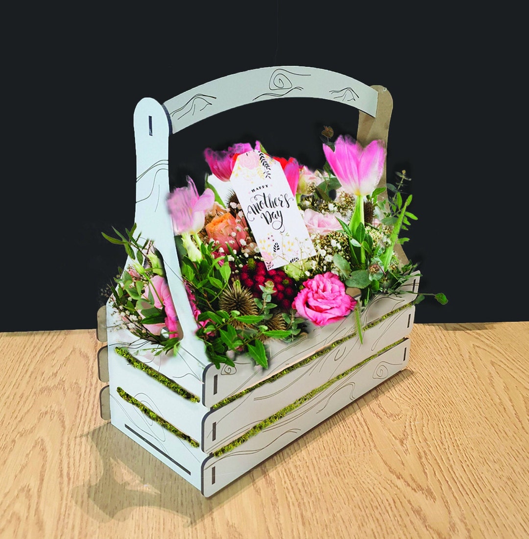 Flower Box With Handle, Digital File, for Laser and CNC | Dxf Ai Cdr ...