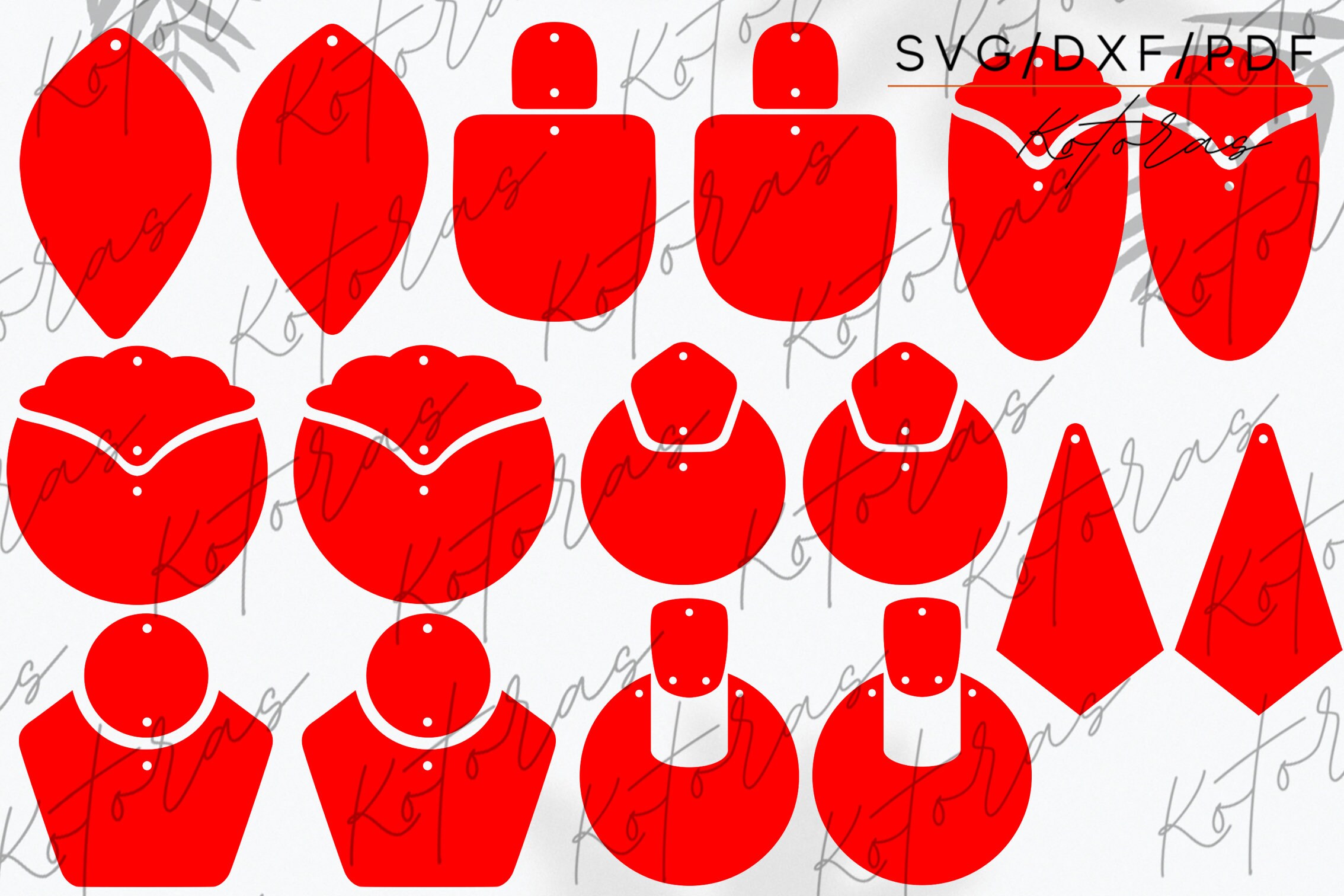 44 Earring Templates SVG DXF PDF Commercial Use Earring Cut - Etsy