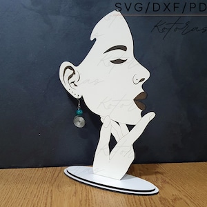Earring Display Stand Laser Cut File Face Pattern for Glowforge Laser ...