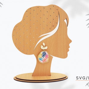 Earring Display Stand Laser Cut File Face Pattern for Glowforge Laser ...