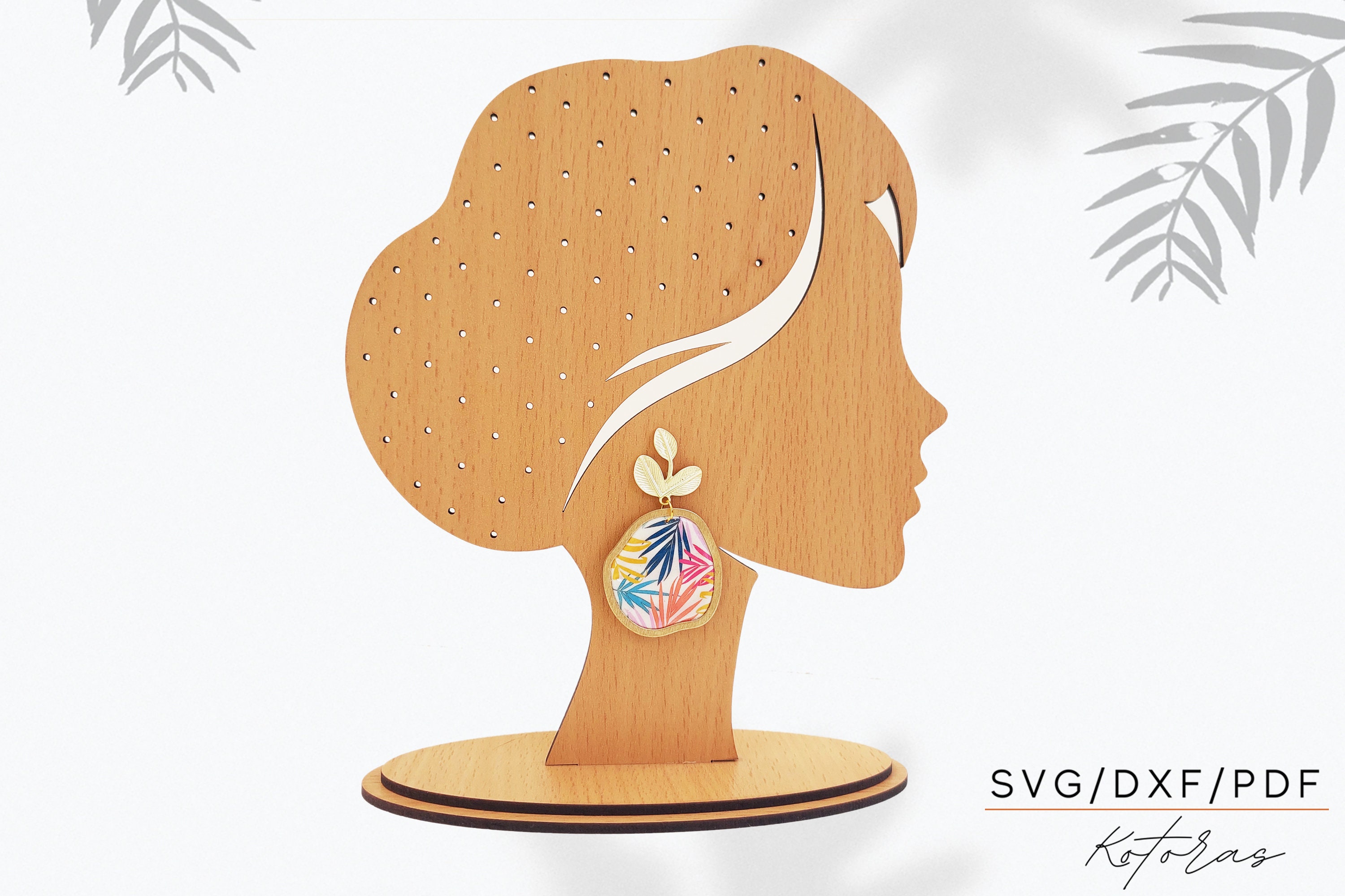 Earring Display Stand Laser Cut File Face Pattern for Glowforge Laser ...