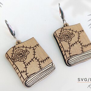 Spell Book Earrings SVG Cut File, Earrings Laser File, Halloween ...