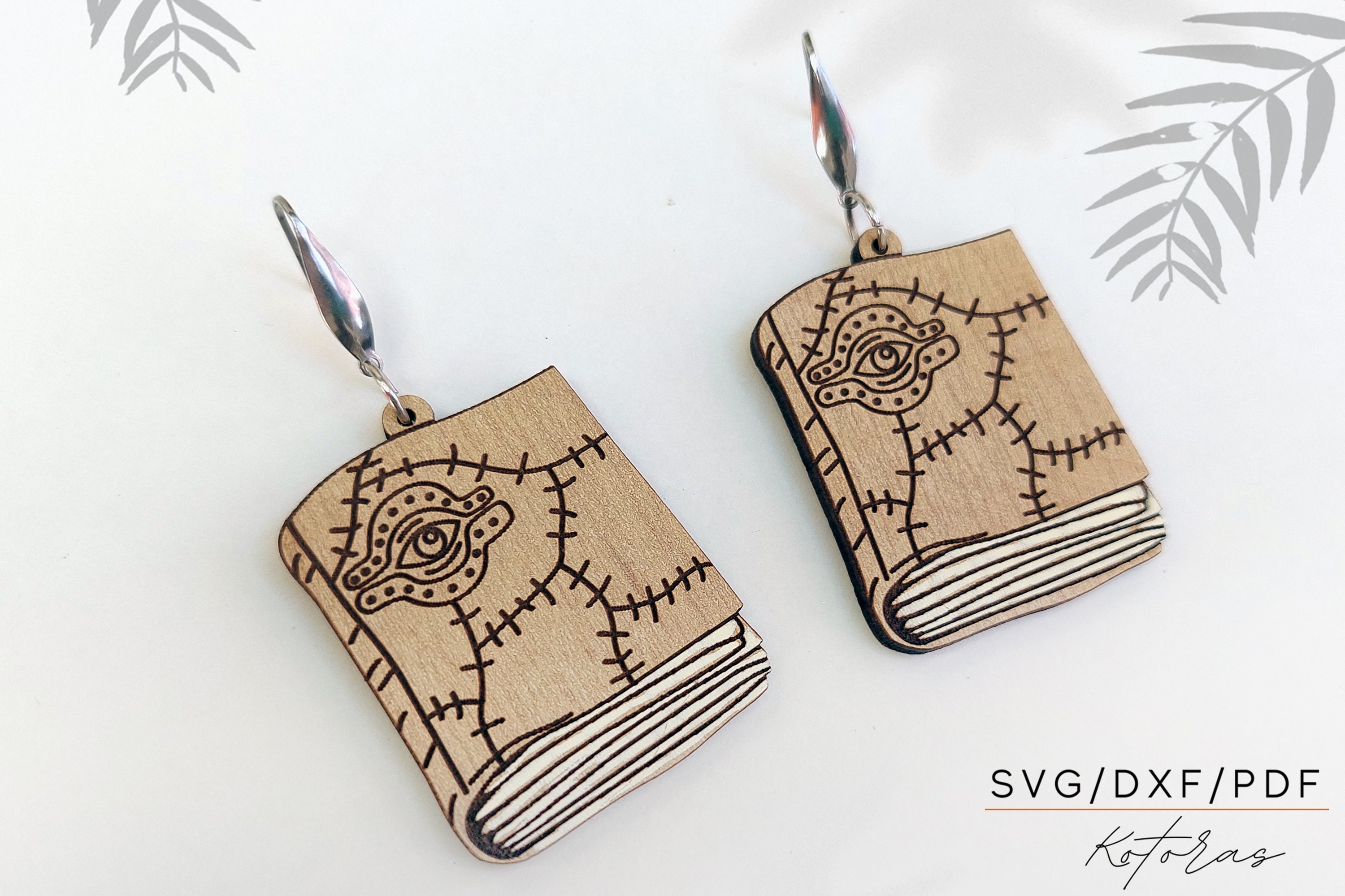 Spell Book Earrings SVG Cut File, Earrings Laser File, Halloween ...