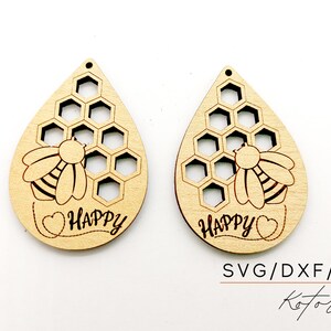 Bee Earrings for Laser Cut and Engrave Wood Earring Svg, Laser Cut ...