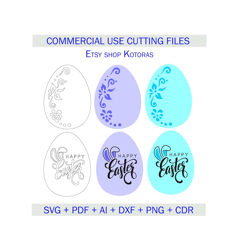 Easter Egg Cut Files Svg Png Dxf Ai Pdf Cdr Eps Colorful - Etsy