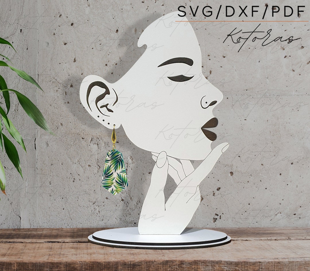 Earring Display Stand Laser Cut File Face Pattern for Glowforge Laser ...