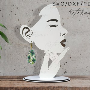 Earring Display Stand Laser Cut File Face Pattern for Glowforge Laser ...