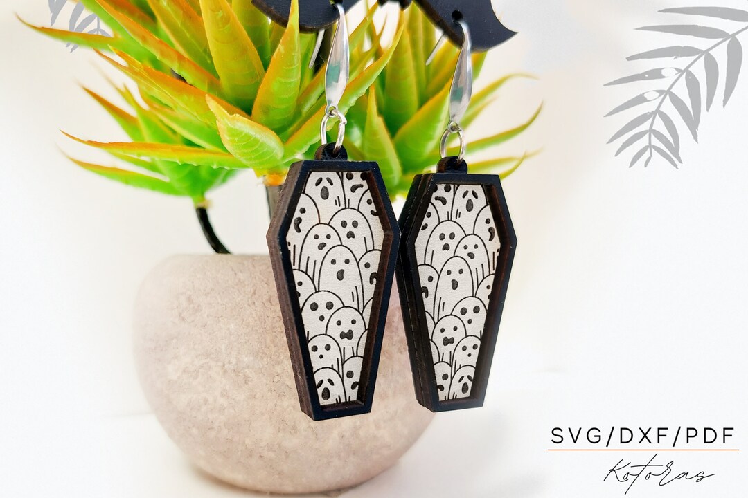 Ghost Earrings SVG Cut File, Ghost Earrings Laser File, Halloween ...