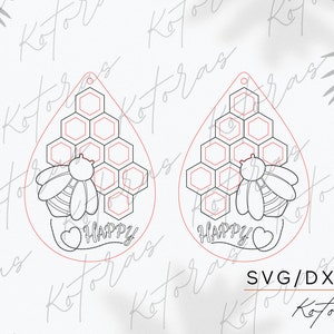 Bee Earrings, Laser Cut Wood Earring SVG, Glowforge Files (PDF, Dxf) - Etsy