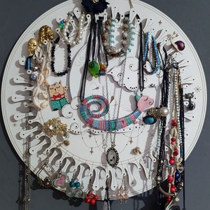 Jewelry Wall Organizer | Wall Mount Floating Jewelry Holder | Necklace ...