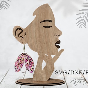 Earring Display Stand Laser Cut File Face Pattern for Glowforge Laser ...