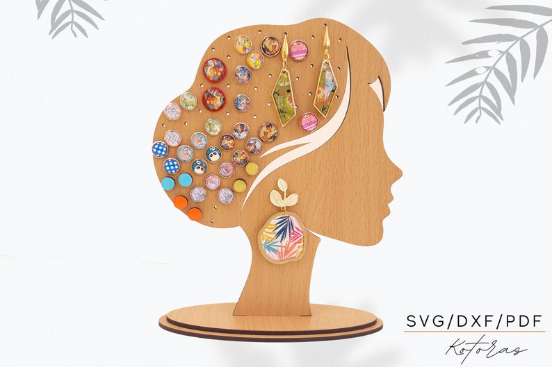 Earring Display Stand Laser Cut File Face Pattern for Glowforge Laser ...