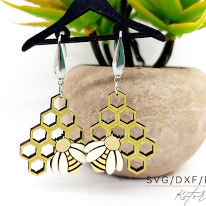 Bee Earrings for Laser Cut and Engrave Wood Earring Svg, Laser Cut ...