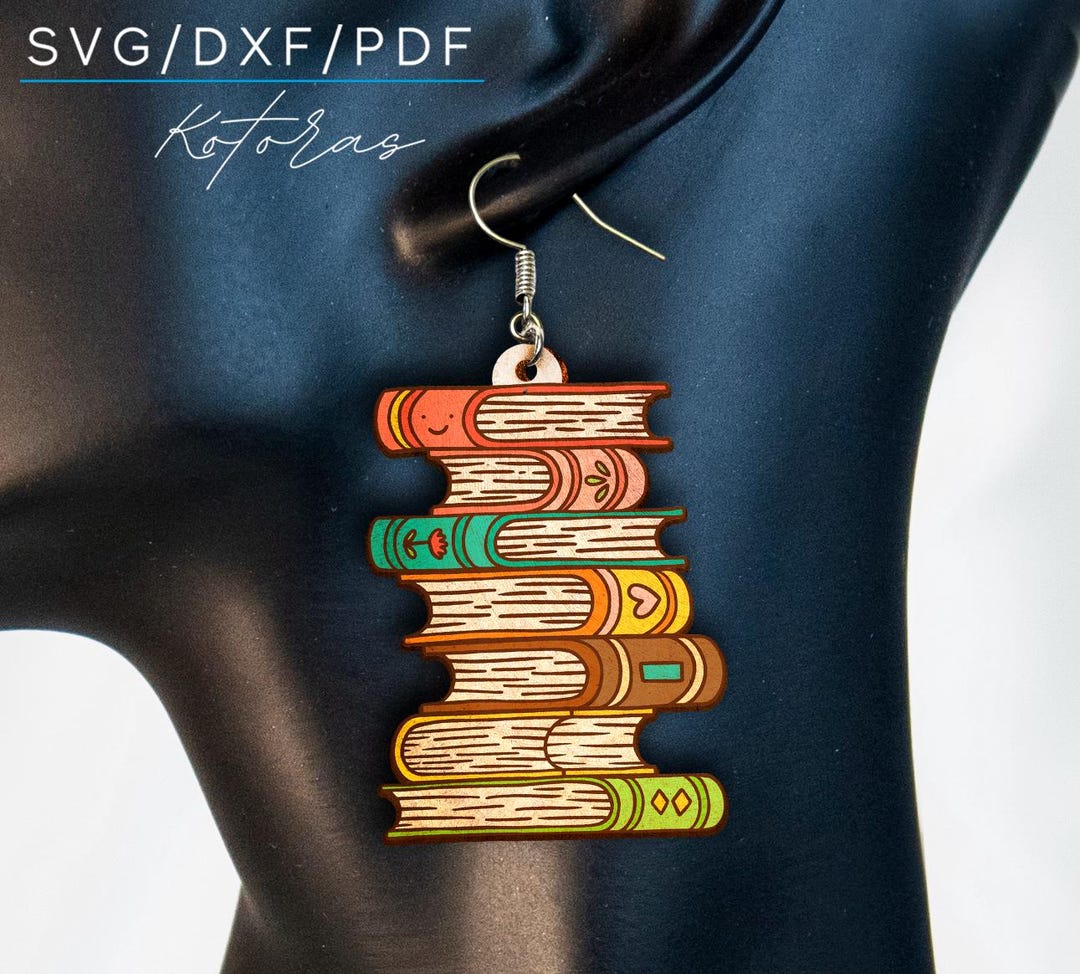 Cute Books Earrings/ LASER CUT FILE / Digital Download / Svg / Dxf / Ai ...