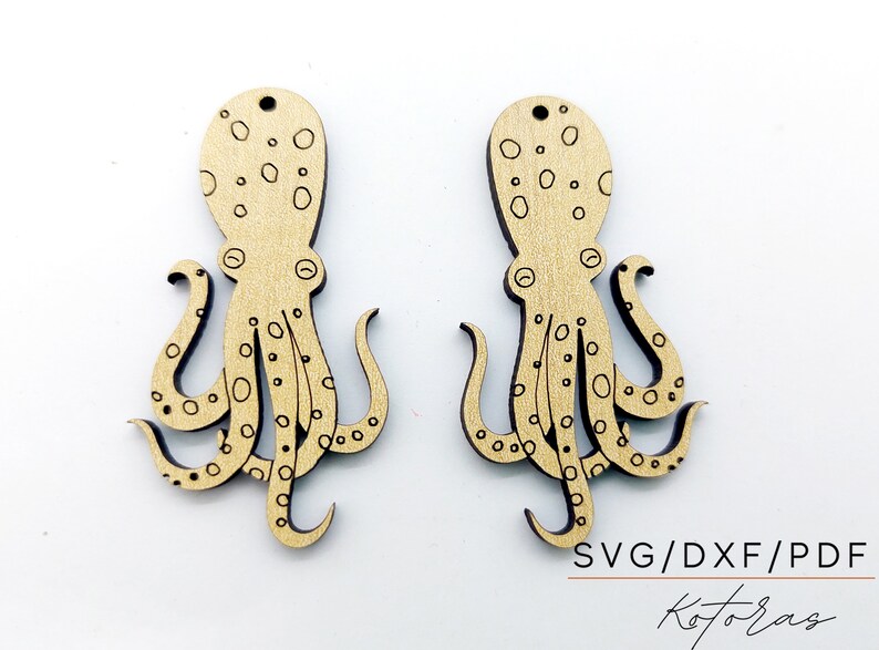 Octopus Earrings for Laser Cut and Engrave Wood Earring Svg - Etsy
