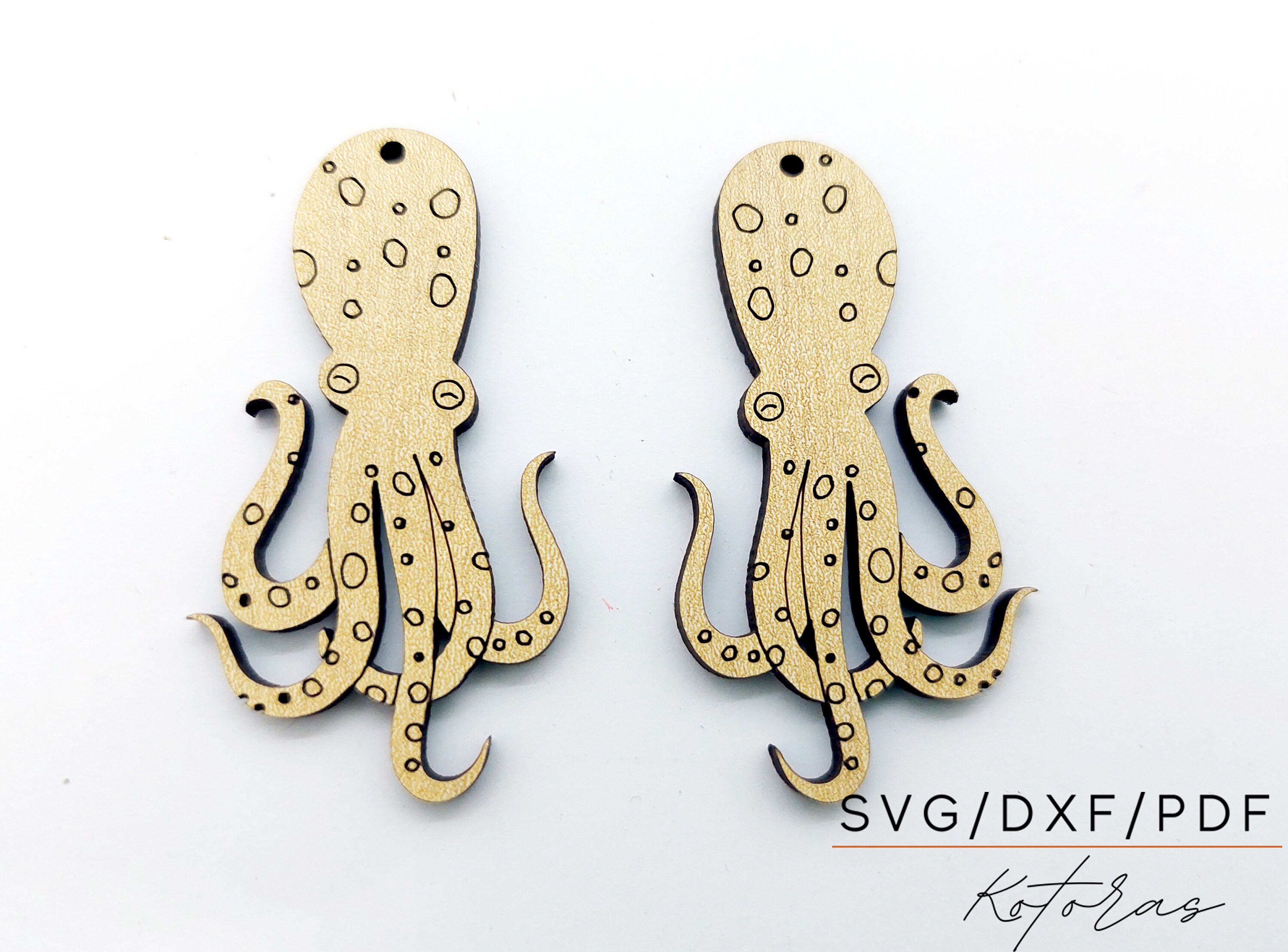 Octopus Earrings for Laser Cut and Engrave Wood Earring Svg - Etsy