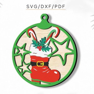 Santa SVG Laser Cut File , Santa Boot’s Ornament SVG File ,klaus ...