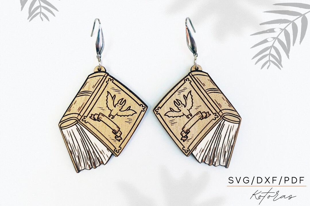Halloween Spell Book Earrings SVG Laser Cut File (digital Download) - Etsy