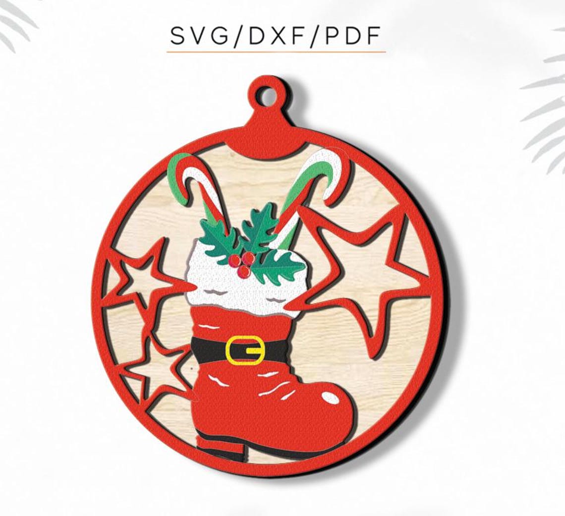 Santa SVG Laser Cut File , Santa Boot’s Ornament SVG File ,klaus ...