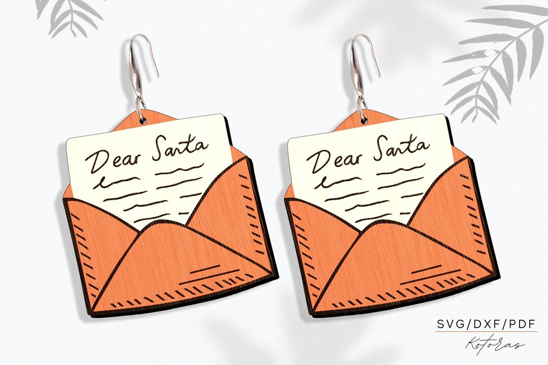 Letter to Santa, Dear Santa Envelope Christmas Earring SVG, Christmas ...