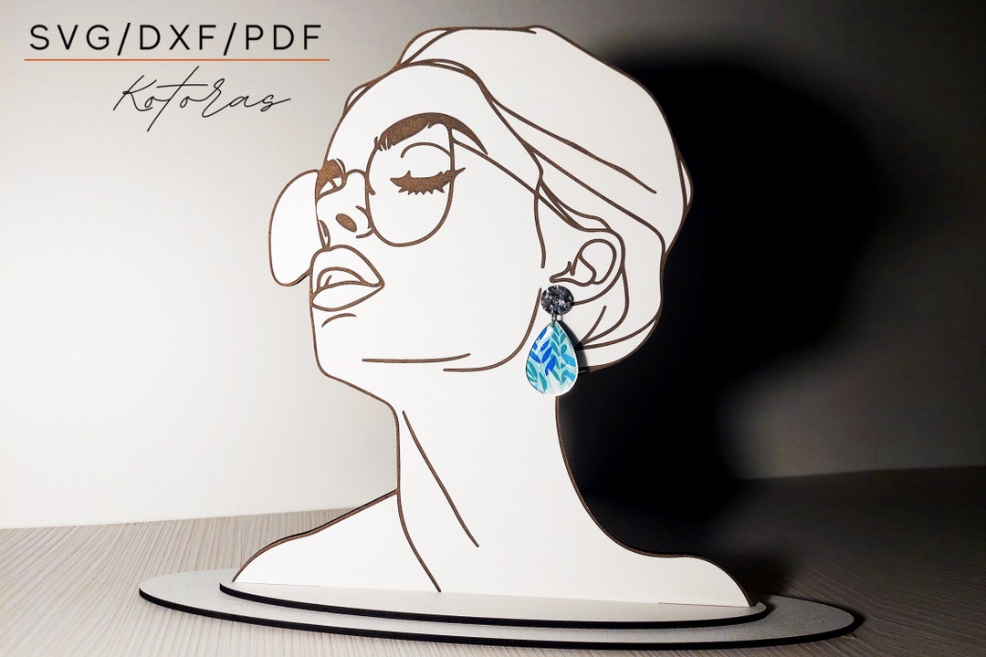 Earring Display Stand Laser Cut File Face Pattern for Glowforge Laser ...